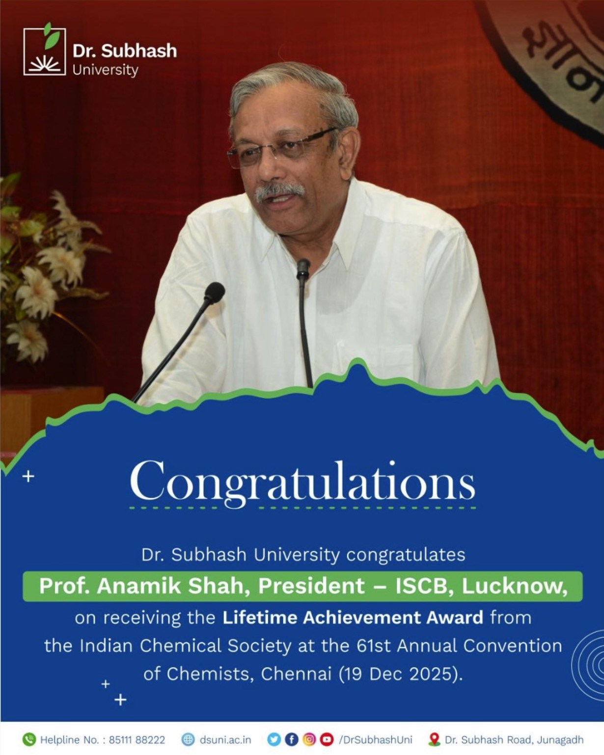 A Lifetime Of Inspiring Future Chemists - Dr. Subhash University
